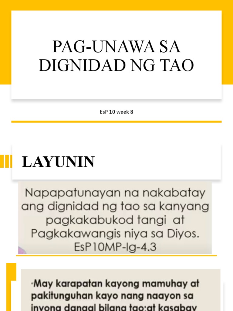 WEEK 8 Pag-Unawa Sa Dignidad NG Tao | PDF