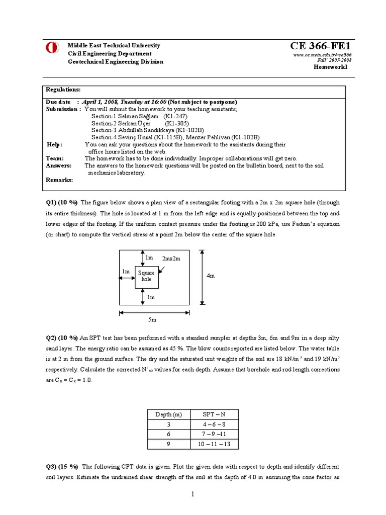 CE 366-FE1: 1m 1m 2mx2m | PDF | Civil Engineering | Physical Sciences