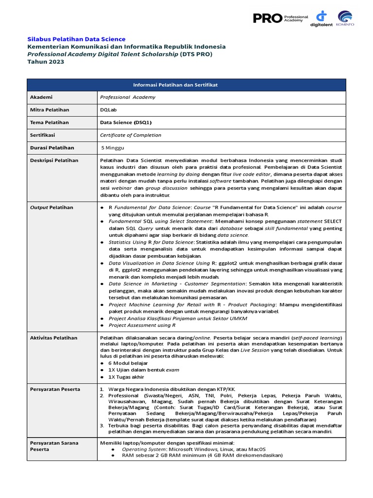 Silabus - Data Scientist | PDF