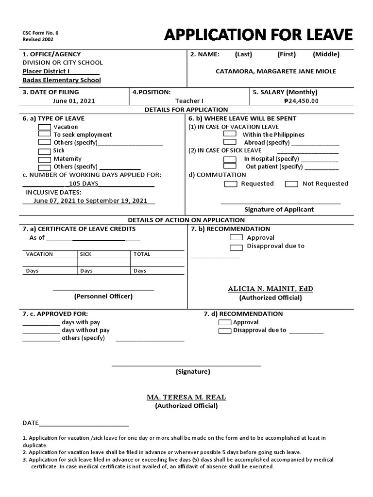 Form No - 6, Blank Form Long | PDF | Sick Leave | Social Programs