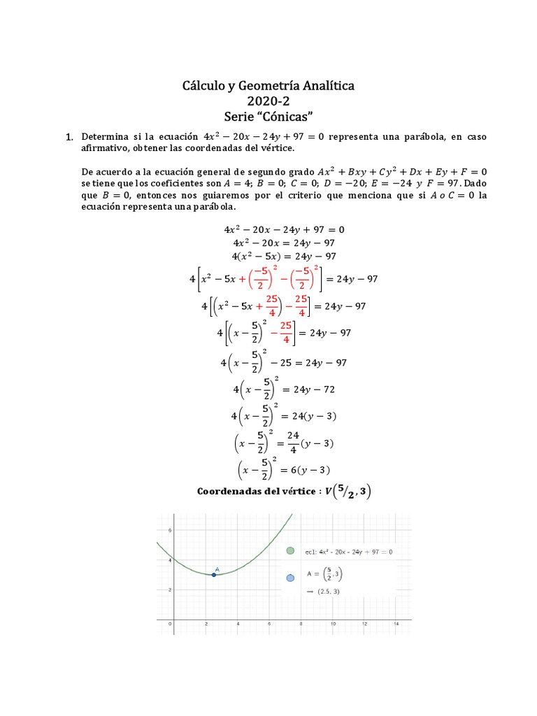 Serie1 Cónicas | PDF | Elipse | Matemática Elemental