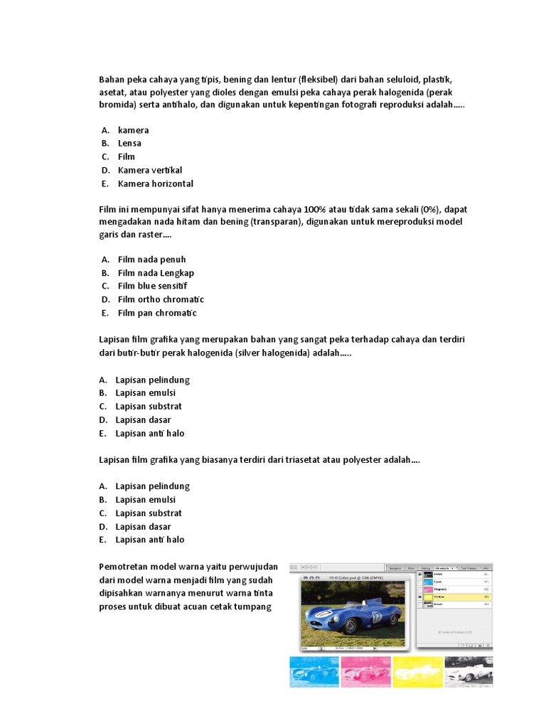 Soal Us Fotoreproduksi Dan Acuan Cetak | PDF