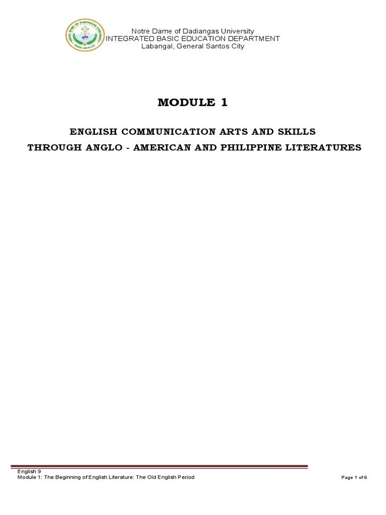 Module 1 English 9 | PDF | English Language | Geoffrey Chaucer