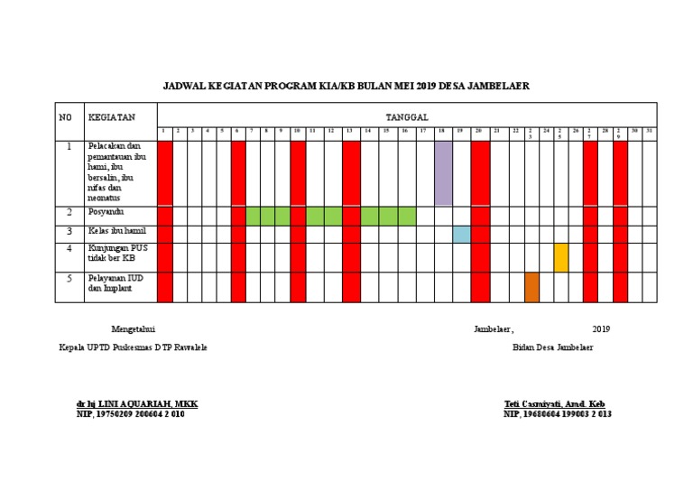 Jadwal KIA/KB Mei Desa Jambelaer | PDF