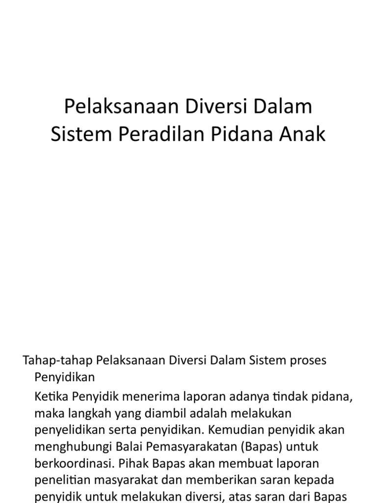 Pelaksanaan Diversi dalam Peradilan Anak | PDF | Ilmu Sosial