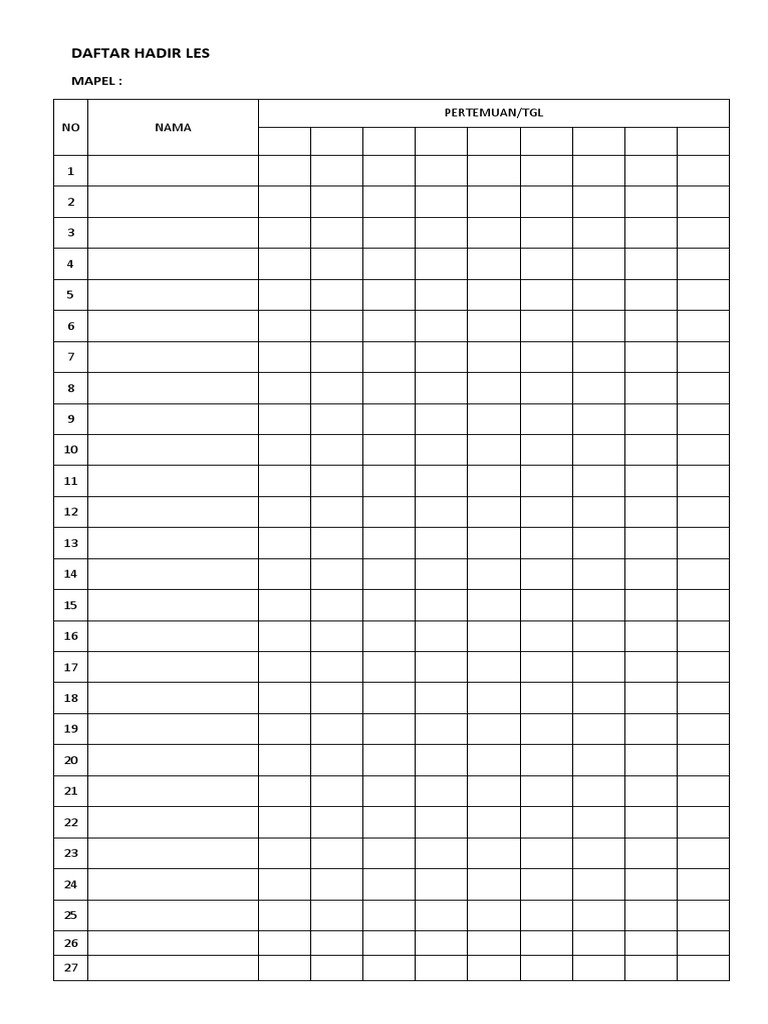 Presensi Les Siswa | PDF