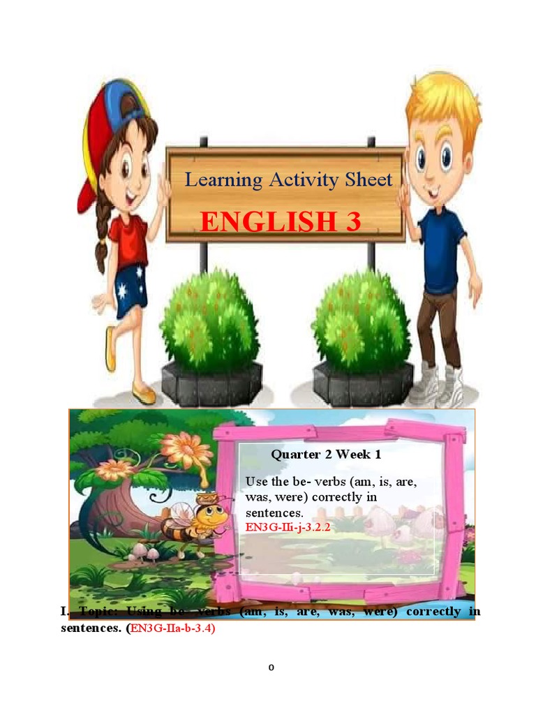 ENG.-3-LAS-Q2-Week 1 | PDF | Verb | Grammatical Number