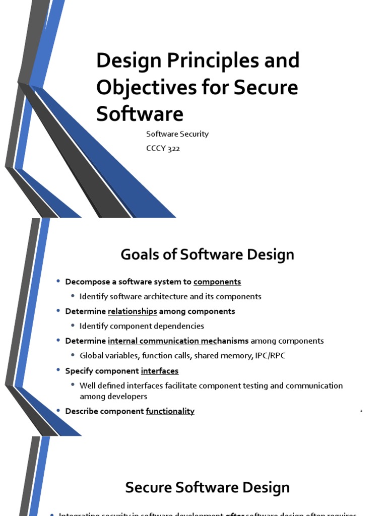 Chapter 2 Design Principles and Objectives For Secure Software | PDF | Computer Access Control ...
