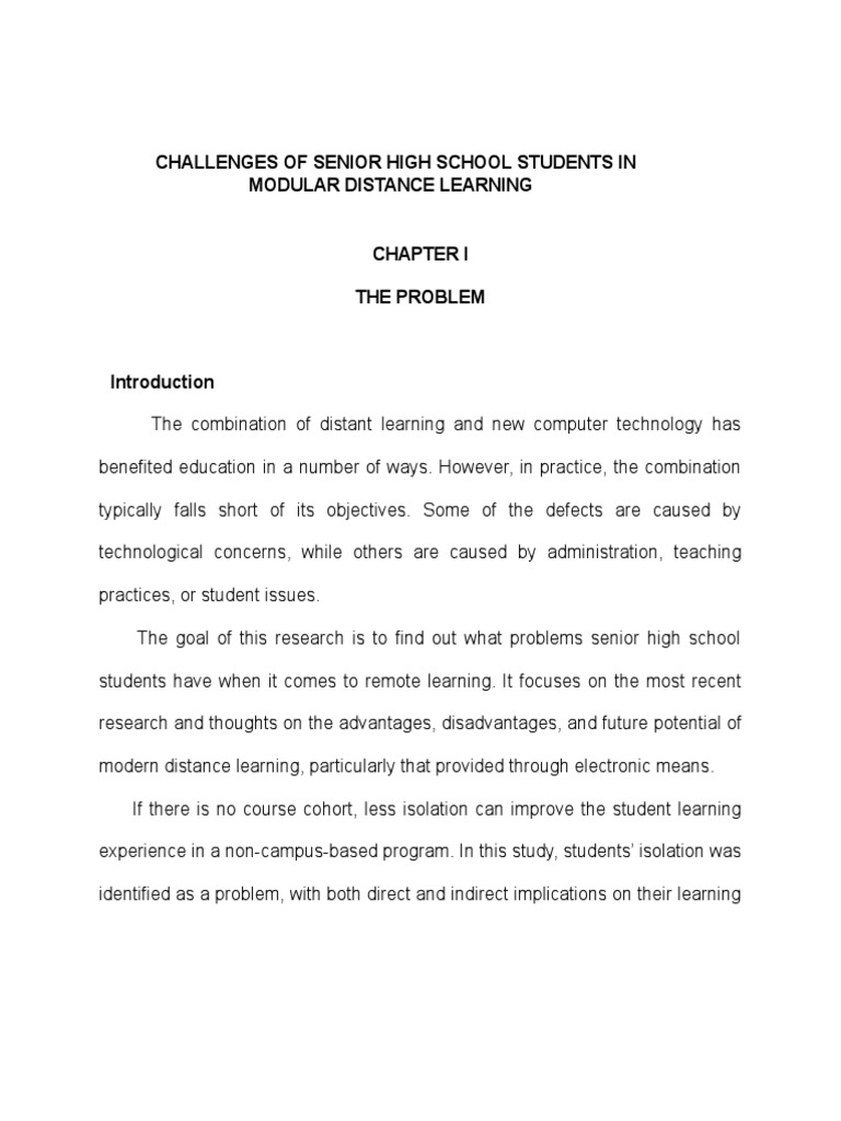 Senior High School Challenges in Distance Learning | PDF | Educational ...