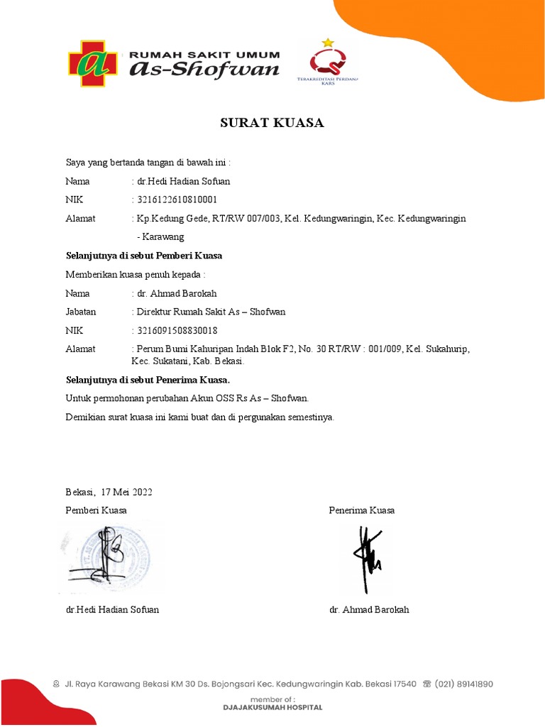 Surat Kuasa Perubahan Akun Oss | PDF