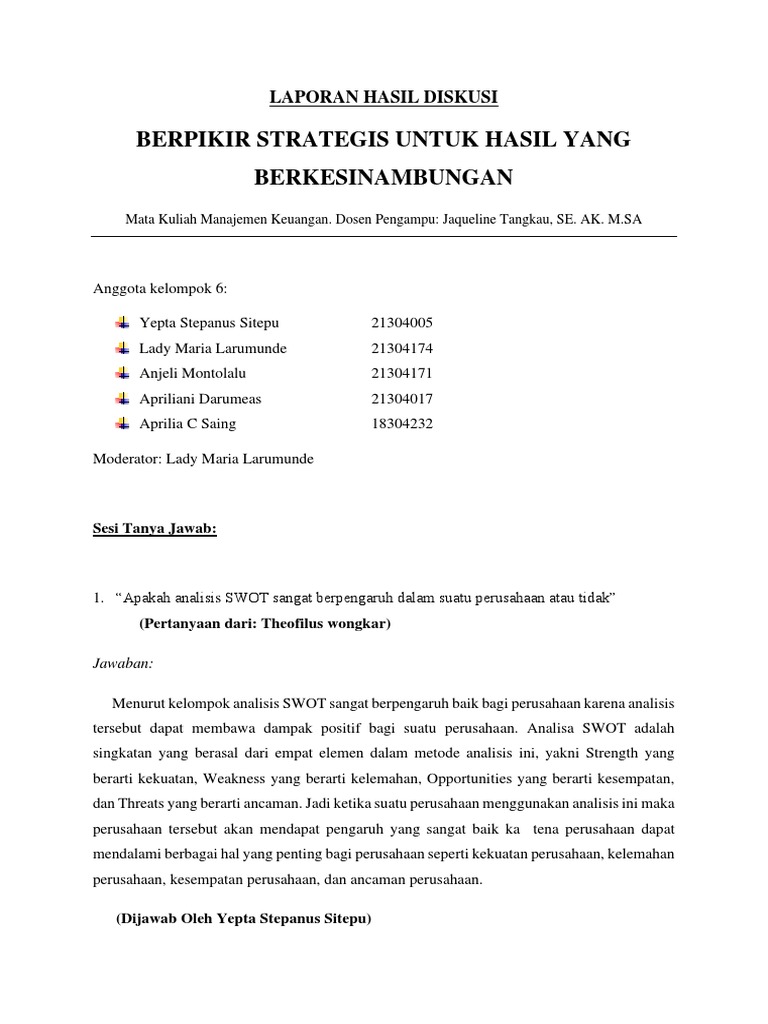 Laporan Hasil Diskusi Kelompok 6 | PDF