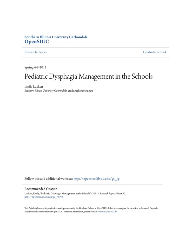 Pediatric Dysphagia Management in The Schools | PDF | Causes Of Death ...