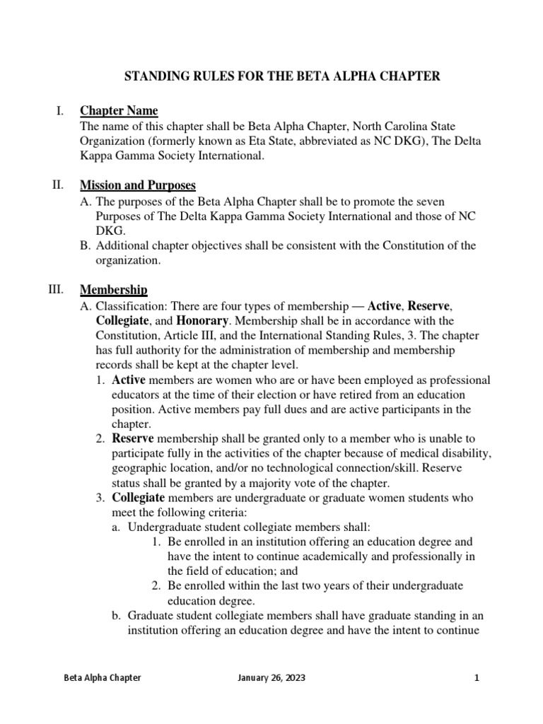 Beta Alpha Standing Rules January 2023 | PDF | Board Of Directors | Committee