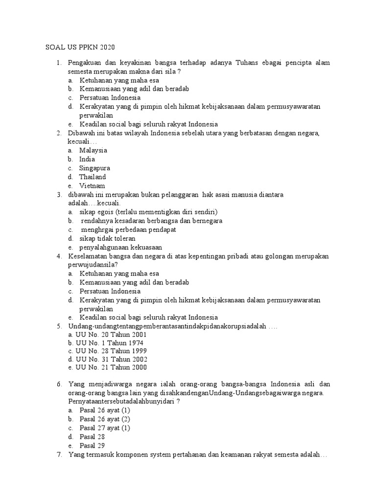 Soal Us Gabungan PKN | PDF