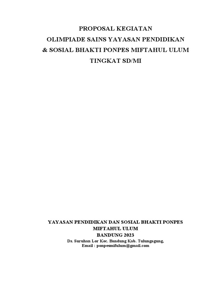 Proposal Kegiatan Olimpiade | PDF