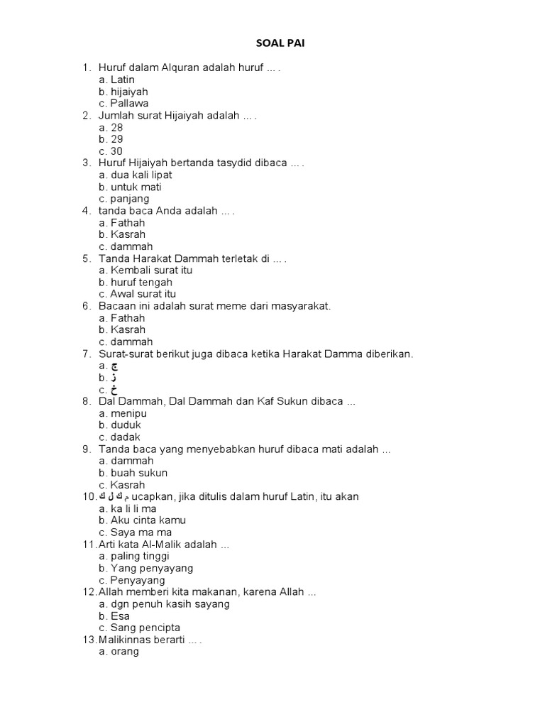 Soal Pai | PDF