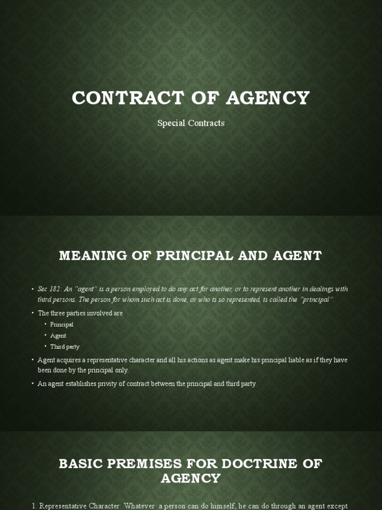 Contract of Agency | PDF | Law Of Agency | Legal Liability