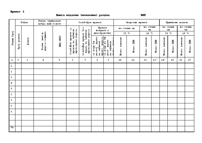 Prilog 4 Knjiga Izdatih Racuna KIR | PDF