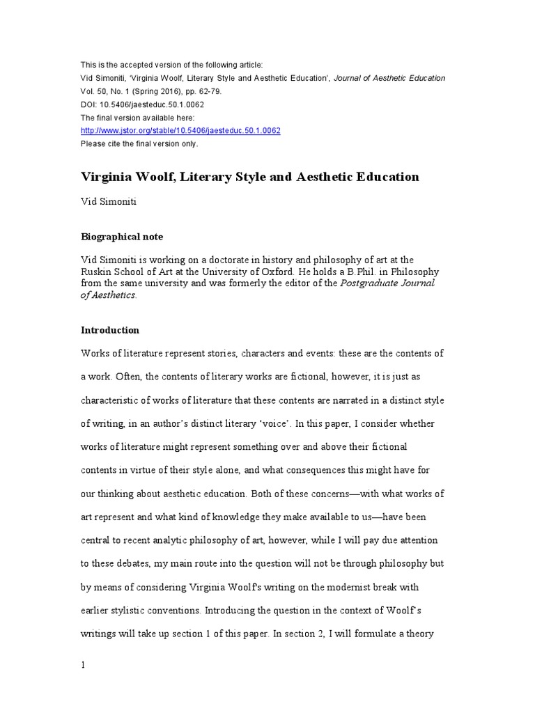Virginia - Woolf - Literary - Style - and - Aesthetics-Vid Simoniti ...