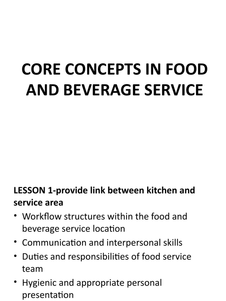 Core Concepts in Food & Beverage Service | PDF | Cooking, Food & Wine ...