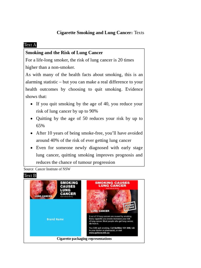 Cigarette Smoking and Lung Cancer Oet Reading Test Practice | PDF ...