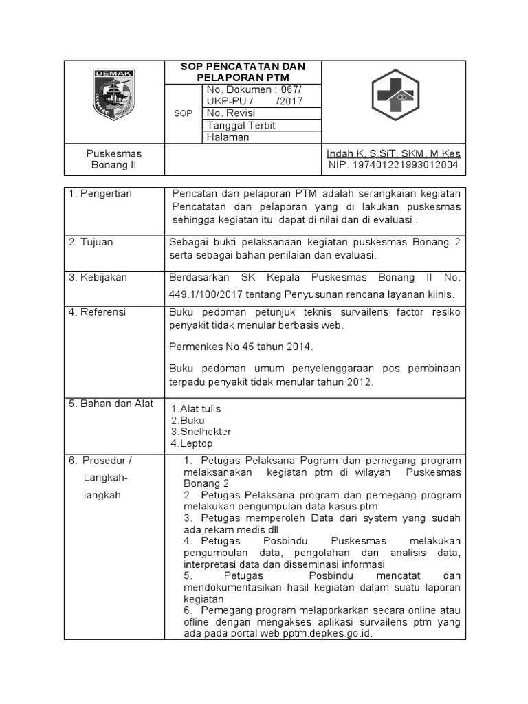 SOP Pencatatan Dan Pelaporan | PDF