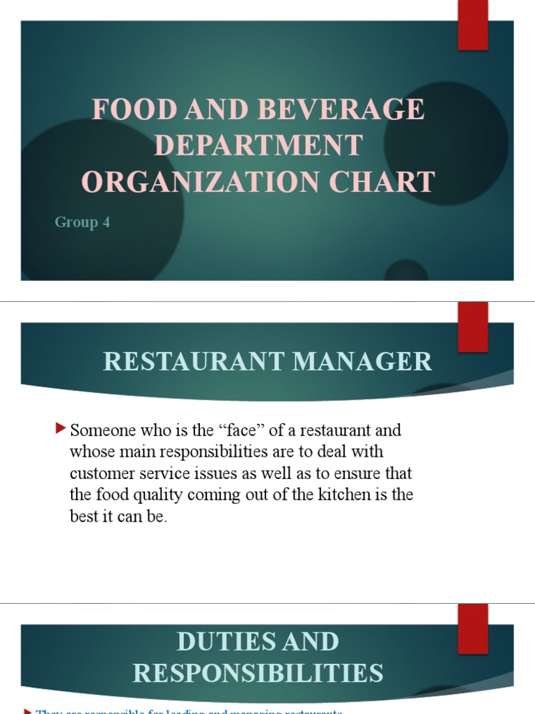 Food and Beverage Department Chart | PDF | Waiting Staff | Restaurants