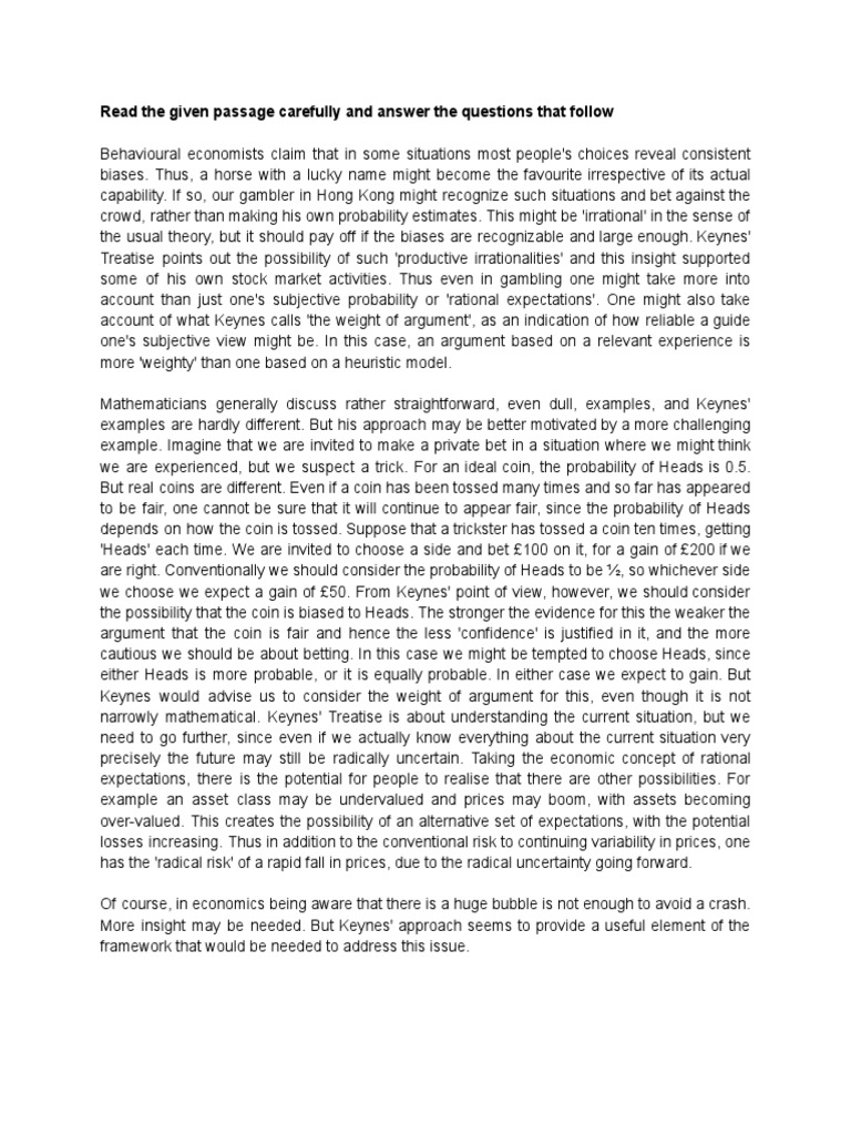 English Worksheet - 7 | PDF | Behavioral Economics | Gambling