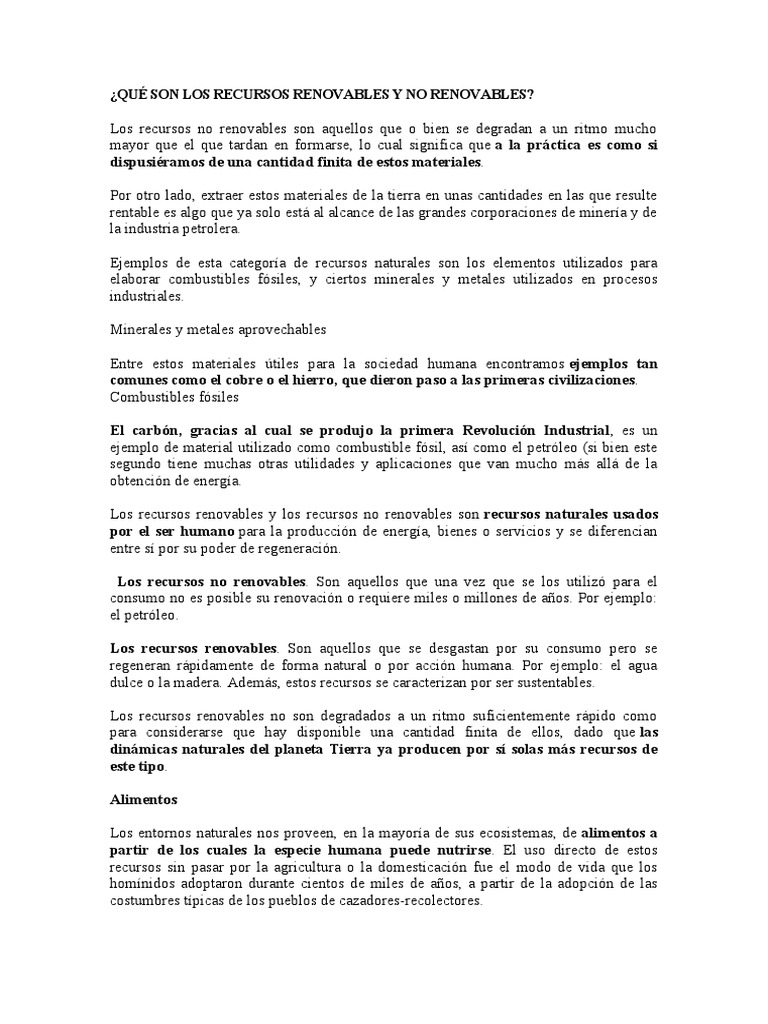 Qué Son Los Recursos Naturales | PDF | Energía renovable | Combustibles ...