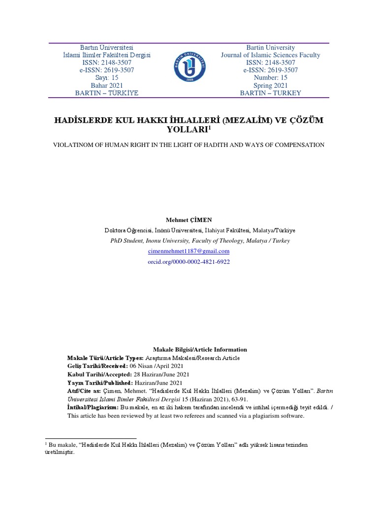 Had Slerde Kul Hakki Hlaller (Mezal M) Ve Z M Yollari (#910684) - 1688522 | PDF