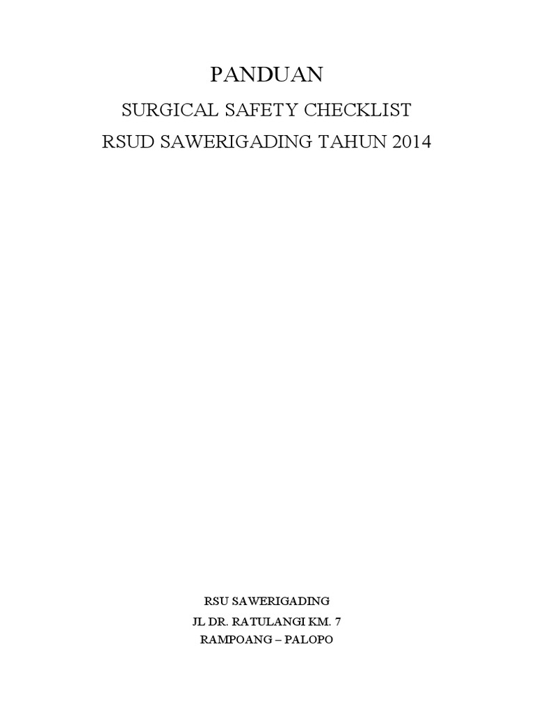 Panduan Surgical Safety Checklist 2014 | PDF