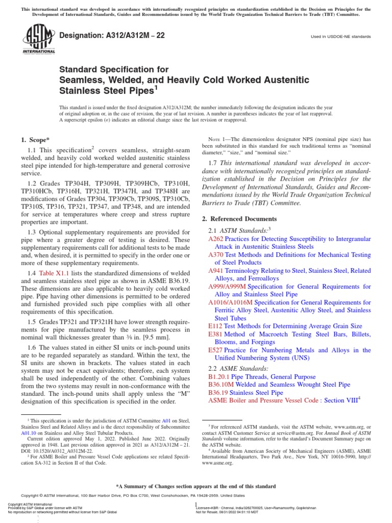 Seamless, Welded, and Heavily Cold Worked Austenitic Stainless Steel ...