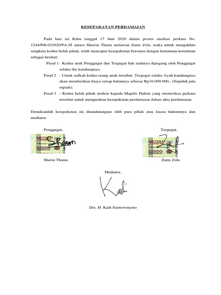 Mediasi Akta Kesepakatan Perdamaian | PDF