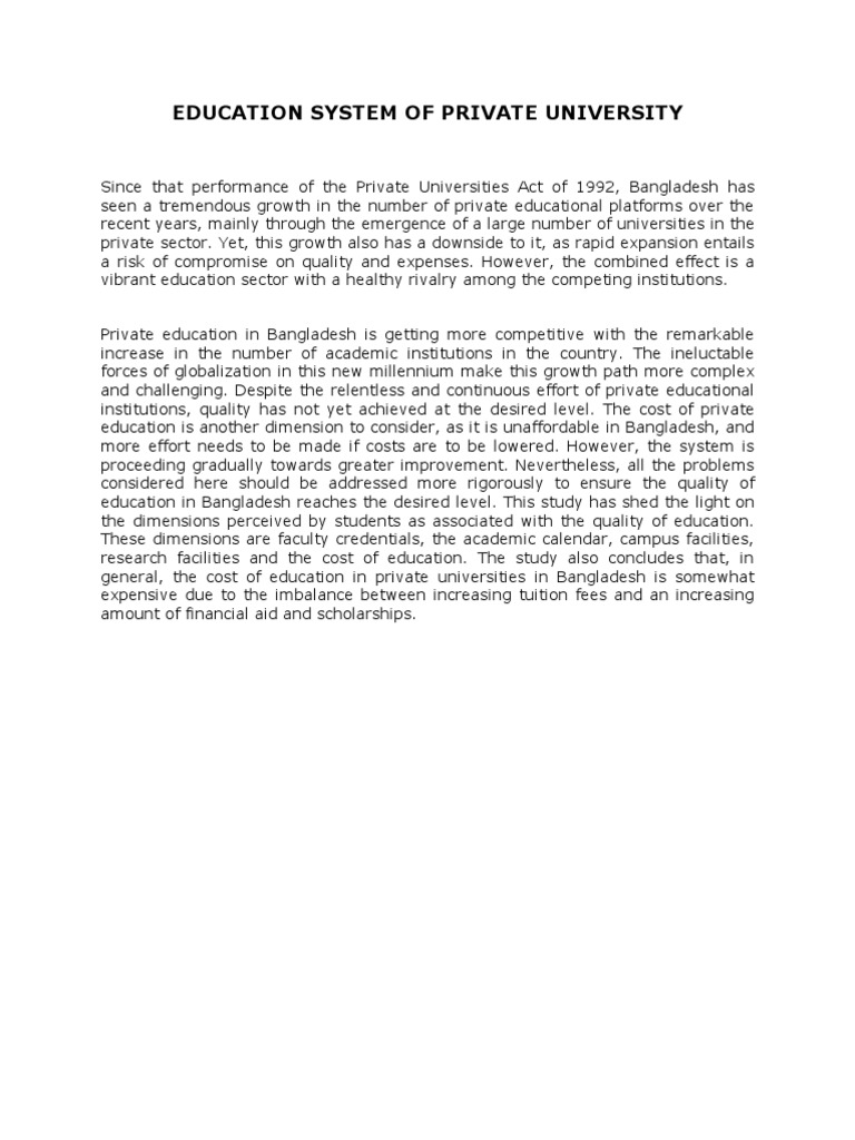 Education System of Private University | PDF | University | Secondary ...