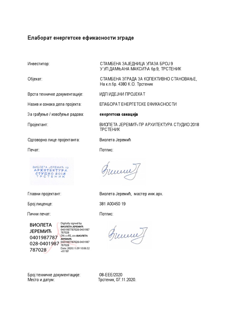 Elaborat Eh Ef Stambena Zgrada U D Maksića 9 | PDF