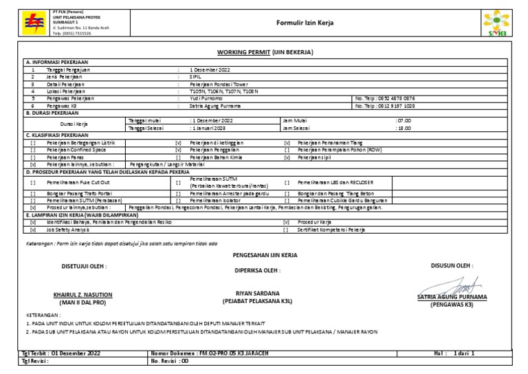 2 - Form Ijin Kerja | PDF