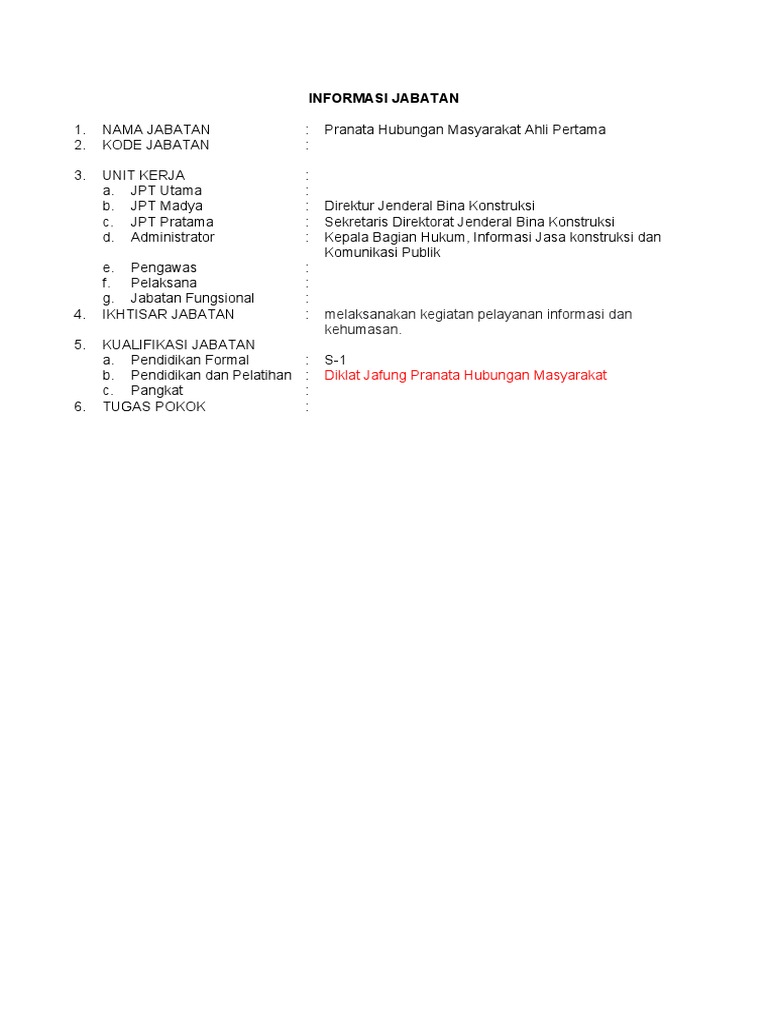Anjab Abk Jf Pranata Humas Pertama 25okt2021 Pdf