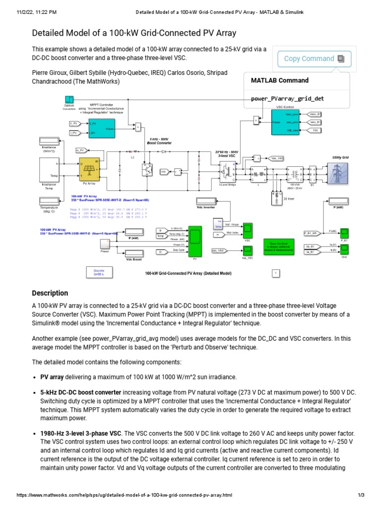 Detailed Model of A 100-kW Grid-Connected PV Array - MATLAB & Simulink ... Detailed Model of A 100-kW Grid-Connected PV Array - MATLAB & Simulink ...