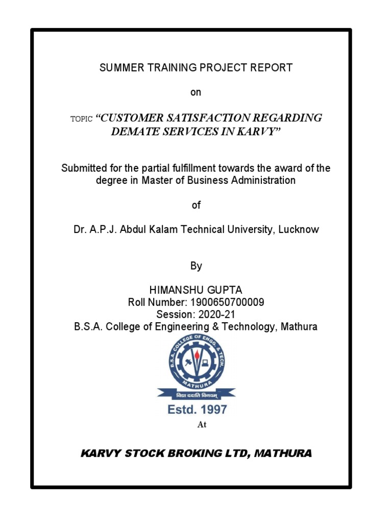 KARVY Project | PDF | Securities (Finance) | Stocks