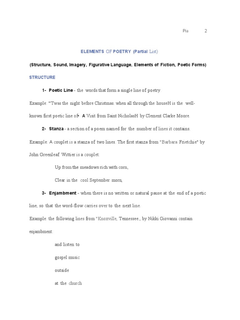 Elements of Poetry | PDF | Poetry | Metre (Poetry)