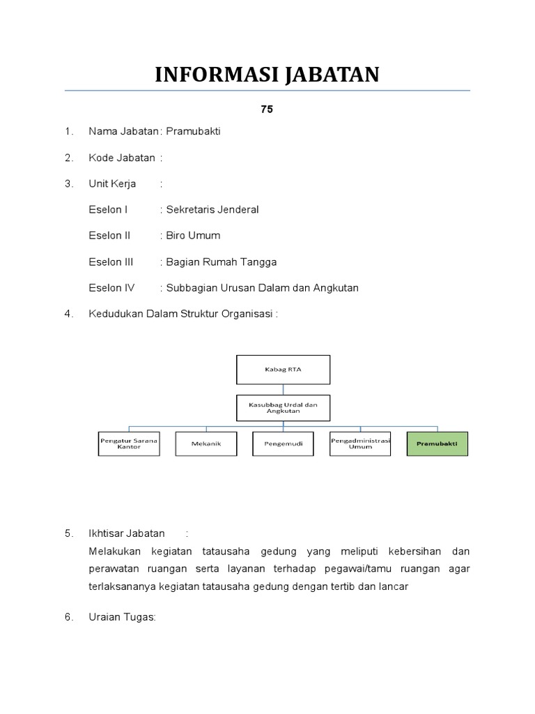 Tugas dan Fungsi Pramubakti Kantor | PDF