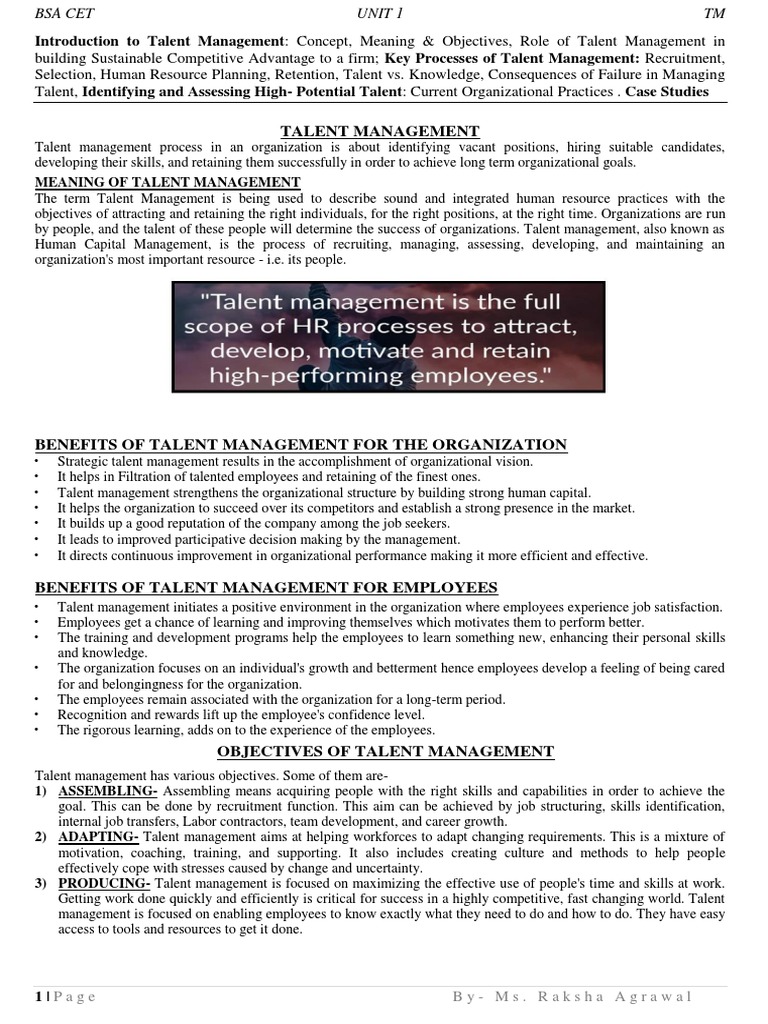TM Unit 1 | PDF | Talent Management | Recruitment