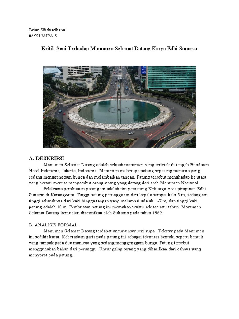 Brian Widyadhana-06-XIA5 Kritik Seni Monumen Selamat Datang | PDF