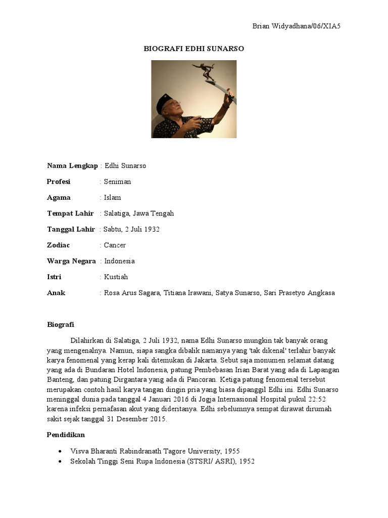 BRIAN - 06 - XIA5 Biografi Edhi Sunarso | PDF | Ilmu Sosial | Perjalanan