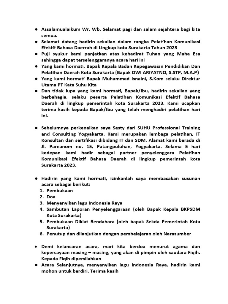 MC Pembukaan Acara Formal | PDF