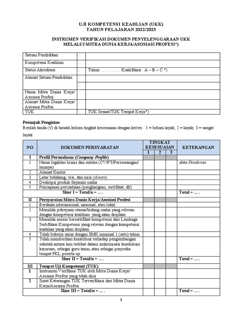 1.1. Inv Ukk Dudi 2023 - Revisi | PDF | Karier & Perkembangan