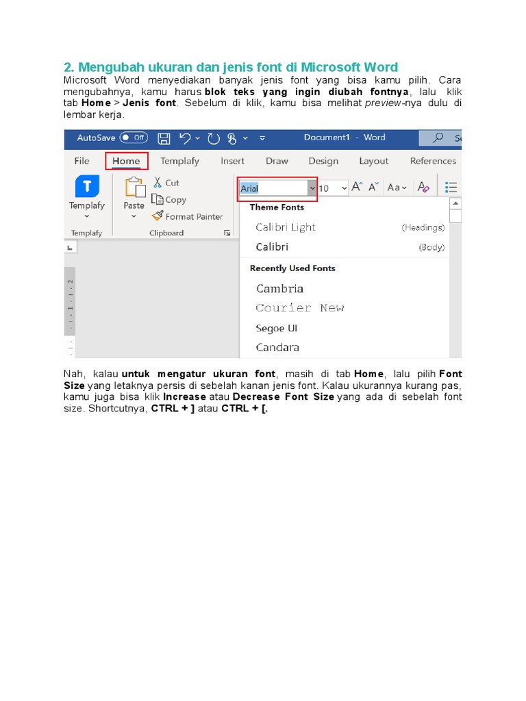 Mengubah Ukuran Dan Jenis Font Di Microsoft Word | PDF Mengubah Ukuran Dan Jenis Font Di Microsoft Word | PDF