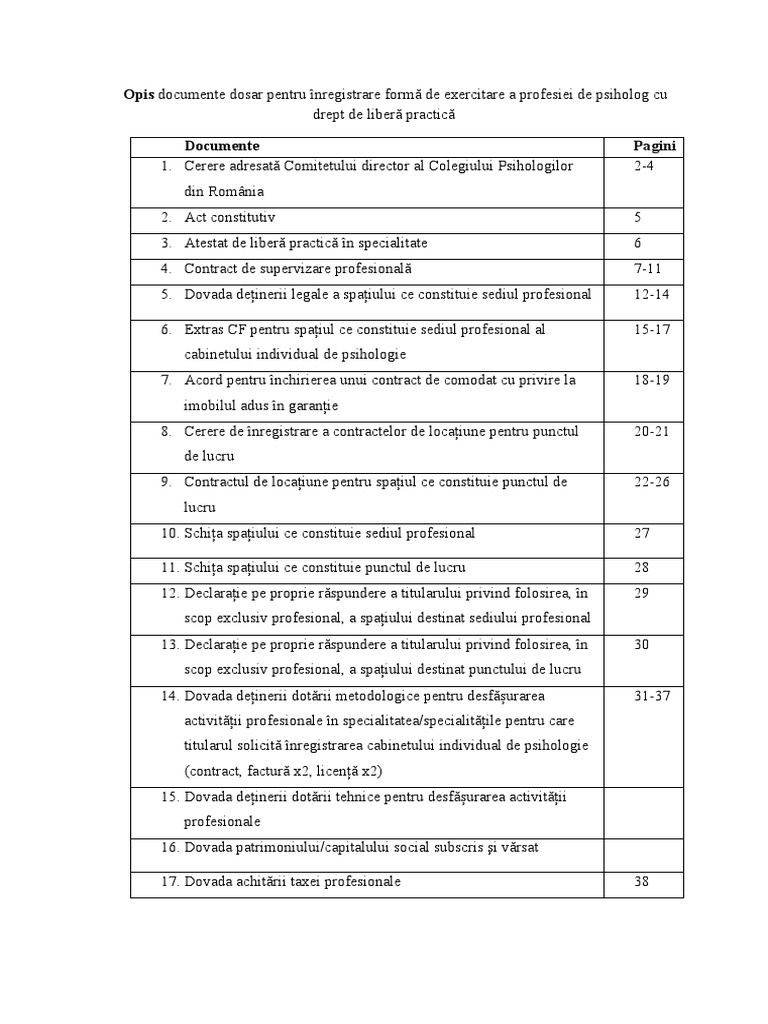Opis Documente | PDF