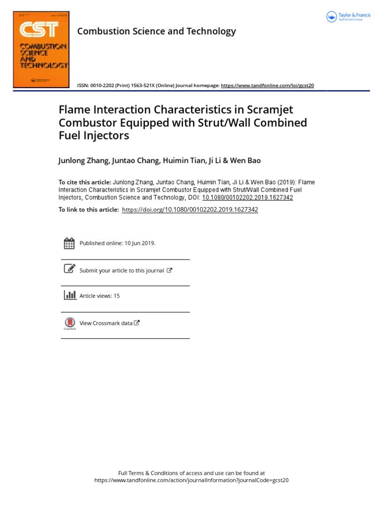 Flame Interaction Characteristics in Scramjet Combustor Equipped With Strut Wall Combined Fuel ...