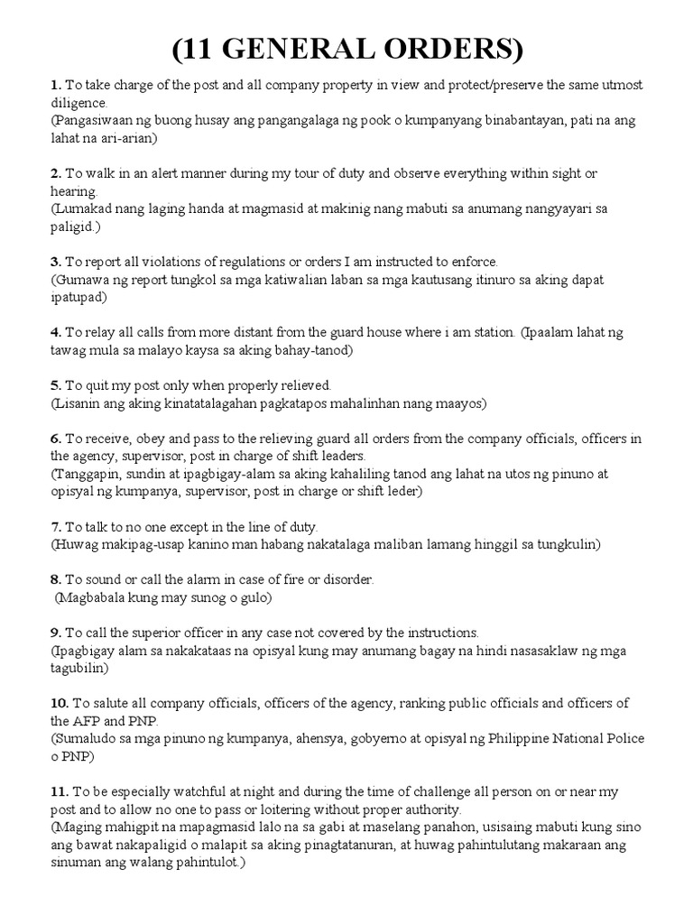 11 General Orders | PDF